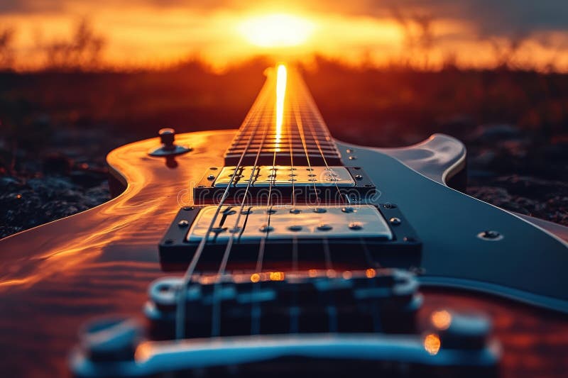 Visual Representation of Absolute Pitch with Guitar at Sunset Stock ...