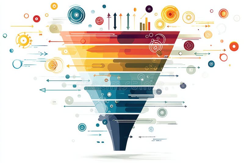 Visual Representation of an Abstract Business Funnel Demonstrating ...
