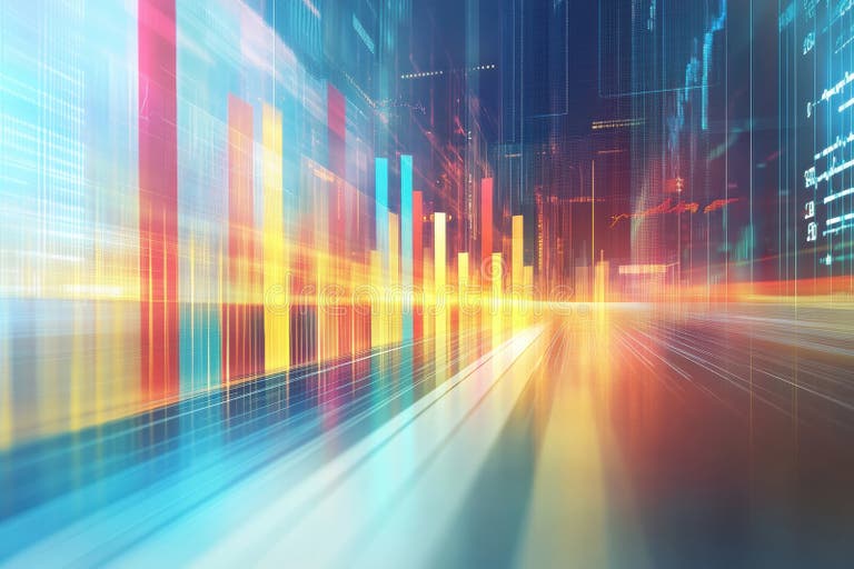 Visual Representation of Abstract Infographic Lines and Bar Graphs Over ...