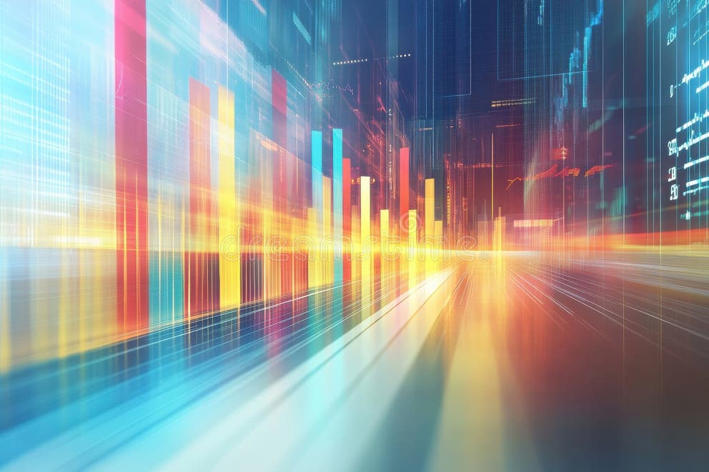 Visual Representation of Abstract Infographic Lines and Bar Graphs Over ...