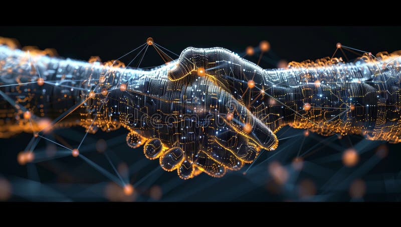 Digital Handshake Symbolizing Technologydriven Collaboration and ...