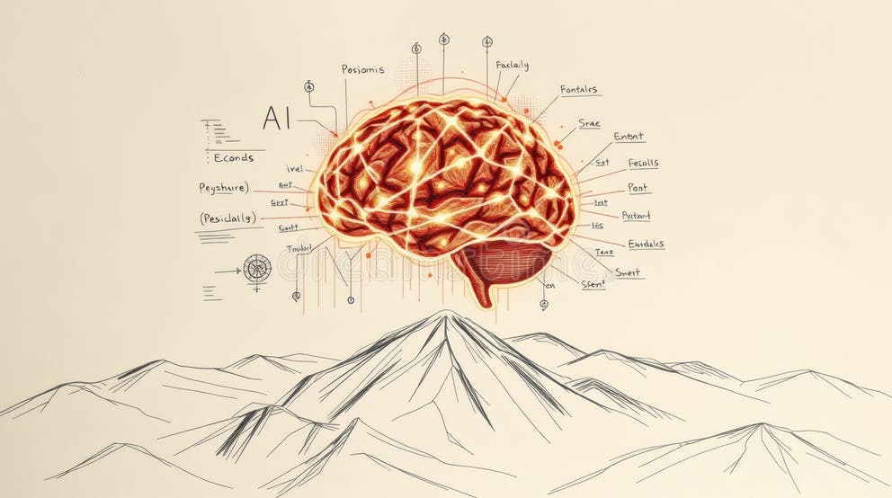 A Visual Representation of an AI Brain Illustration with Annotations of ...