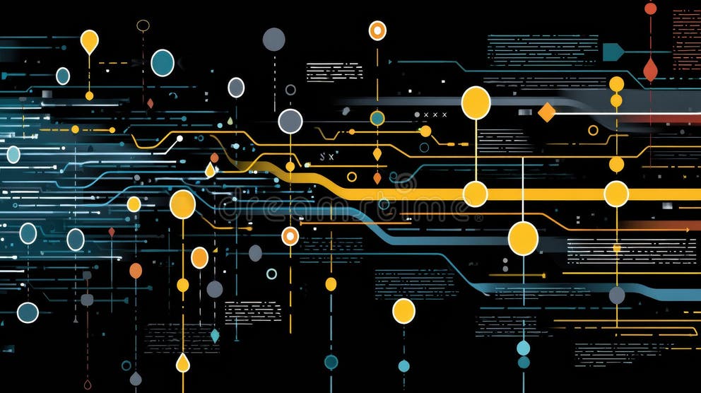 Visual Representation of AI Language Processing with Flowing Characters and Logical Connections ...