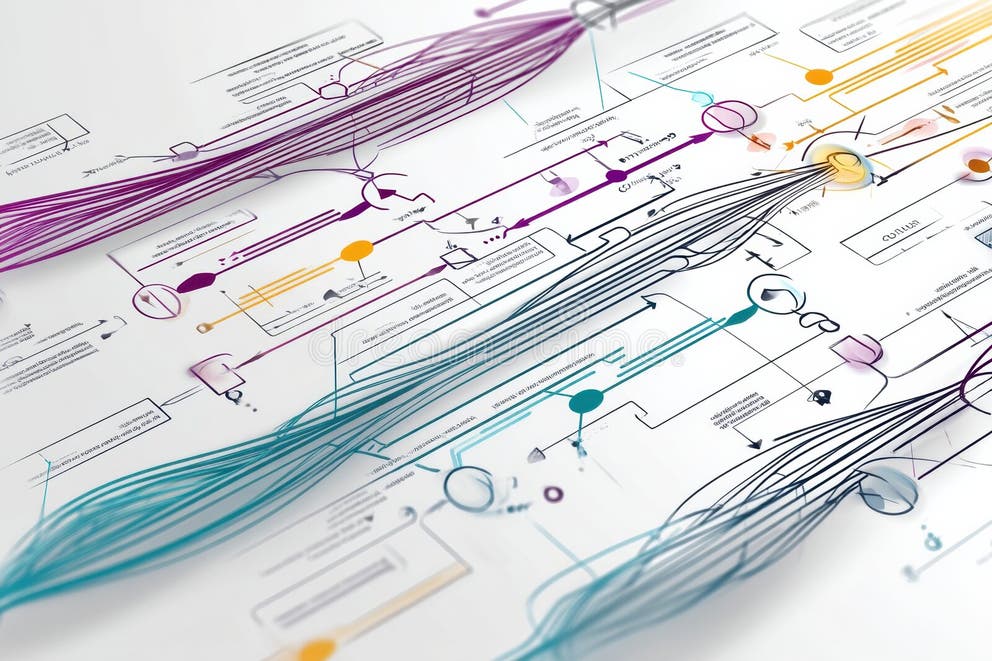 Visual Representation of AI Language Processing with Flowing Logic Chains and Character Patterns ...