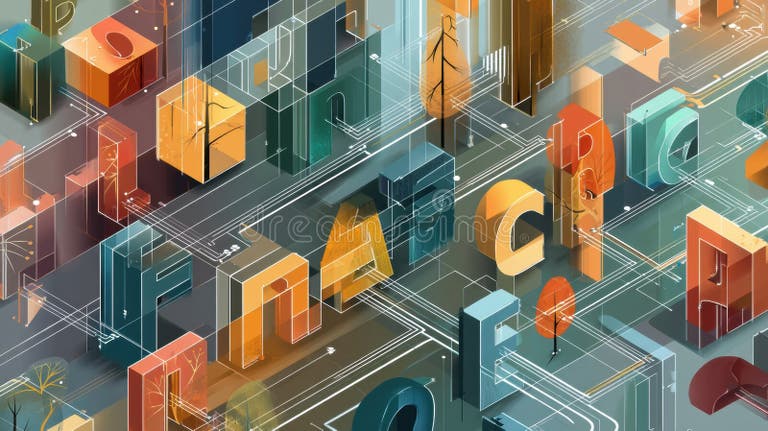 Visual Representation of AI Language Processing Showcasing Flowing Characters and Intricate ...