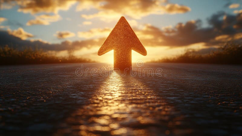 A Visual Representation of an Asphalt Road with a Direction Arrow ...