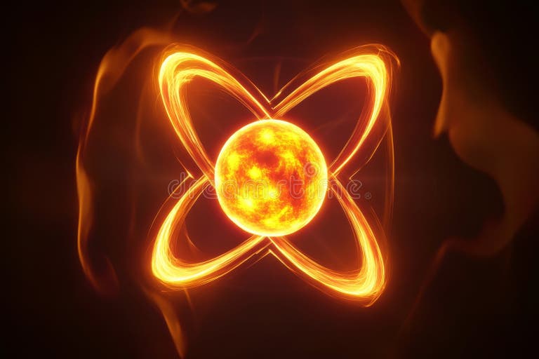 The Visual Representation of an Atom in a Dark Space Environment Shows ...