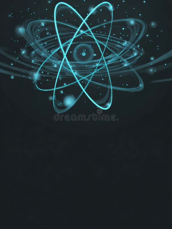 Visual Representation of an Atom Model Created with Glowing Lines and ...