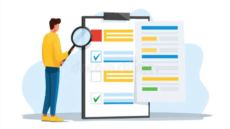 Visual Representation of an Audit Process Featuring a Checklist and ...