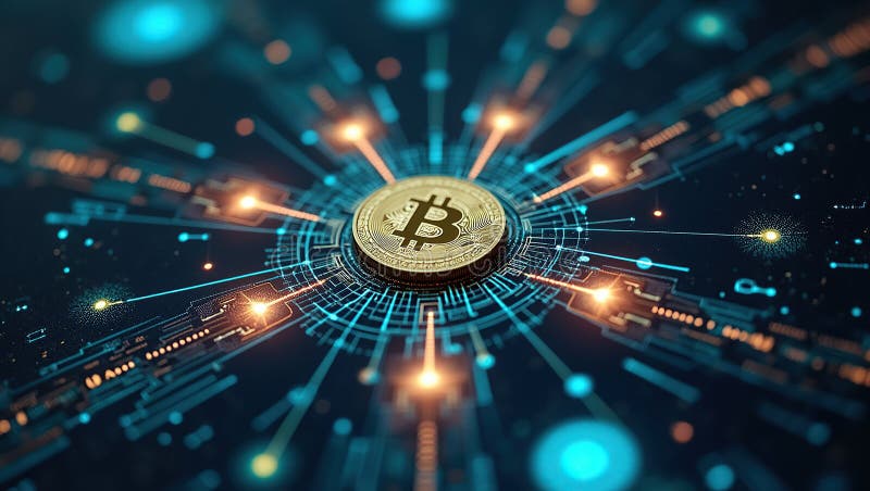 Visual Representation of Bitcoin in the Digital Economy Network Concept ...