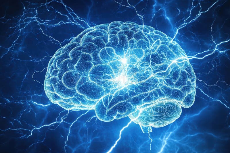 Brain Activity and Electrical Signals Stock Illustration - Illustration ...