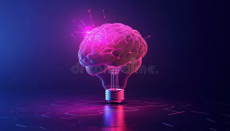 Visual Representation of a Brain Generating Ideas with Vibrant Light ...