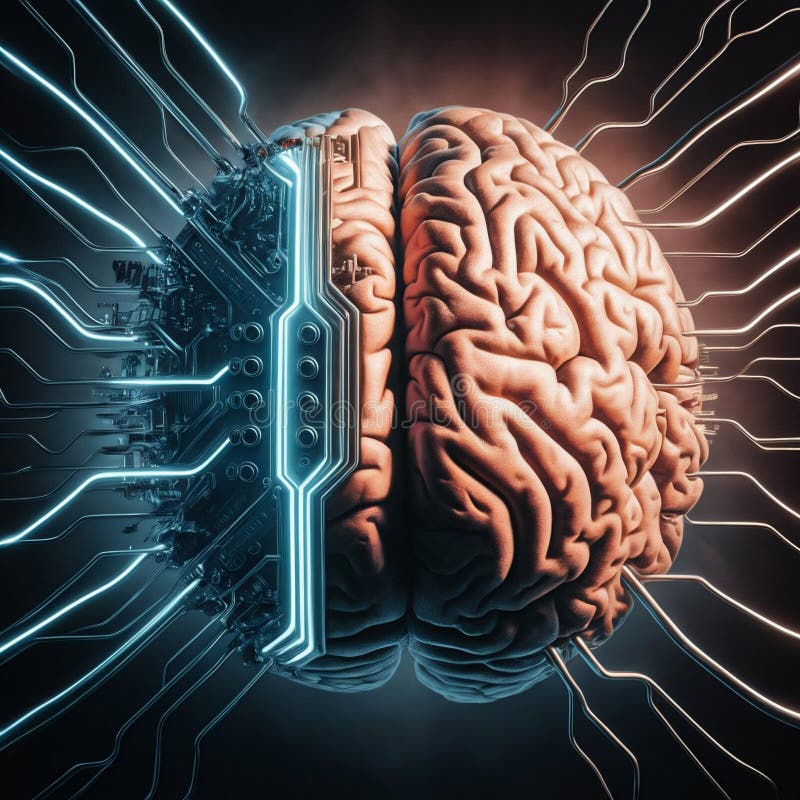 A Visual Representation of a Brain Merged with a Circuit Board Depicts ...