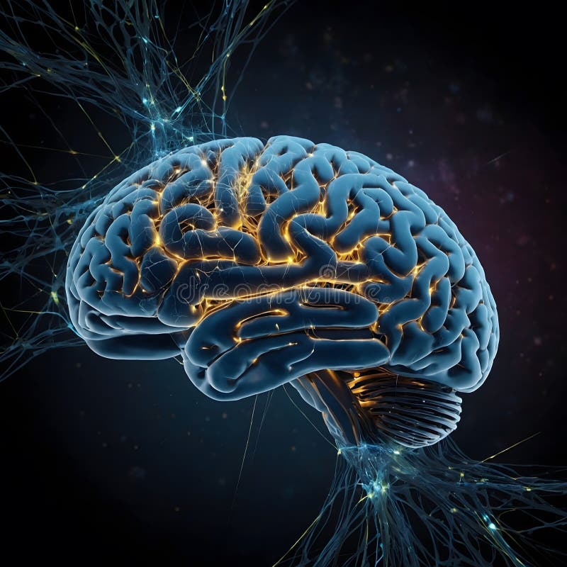 Visual Representation of Brain and Mind Connection with Glowing Neural ...