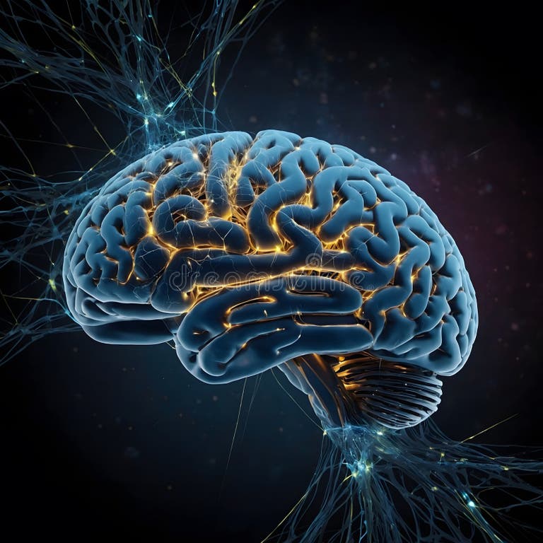 Visual Representation of Brain and Mind Connection with Glowing Neural ...