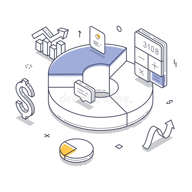 Visual Representation of Business Statistics with Isometric Line Art ...