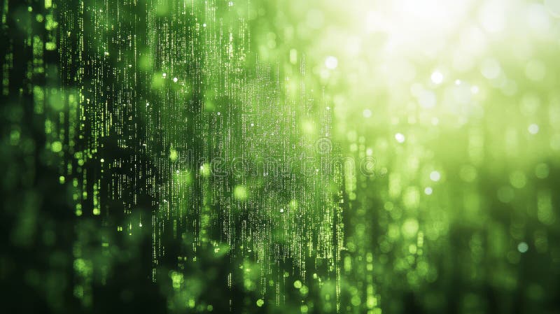 Green Digital Rain of Numbers and Data Streams Stock Illustration ...