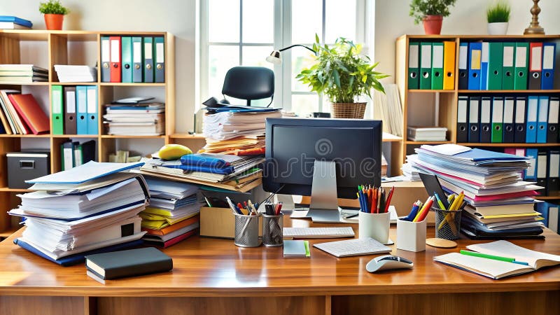 A Visual Representation of the Chaos and Order of a Busy Office Desk AI ...