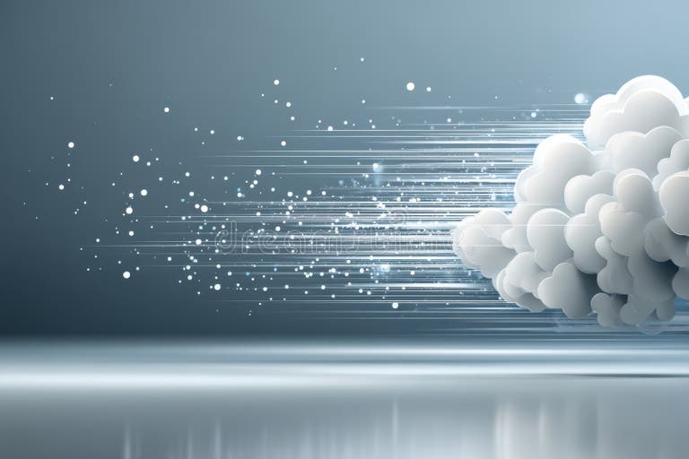 Dynamic Cloud Computing Icon Illustrates Motion with Particles and ...