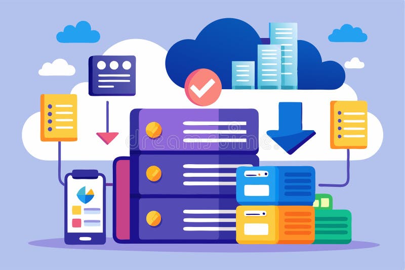 Visual Representation of Cloud Storage Illustrating File Download ...