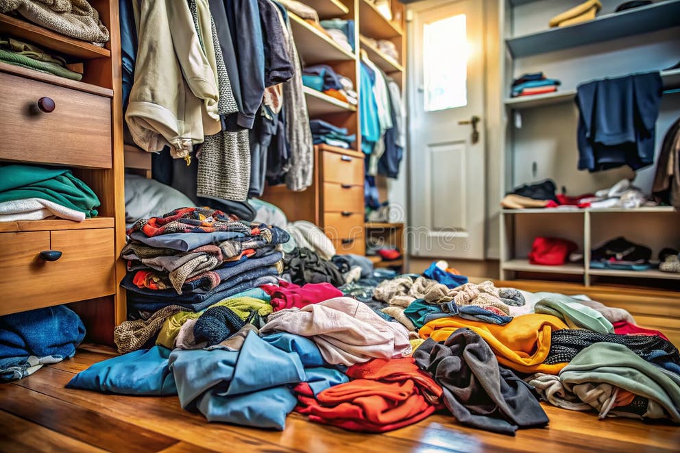 A Visual Representation of Clutter and Overwhelm a Womans Messy Closet ...