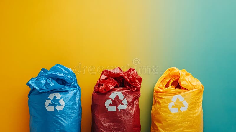 Colorful Recyclable Trash Bags, Emphasizing Sustainable Practices and ...