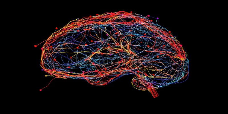 Visual Representation of a Complex Brain Network Stock Illustration - Illustration of artwork ...