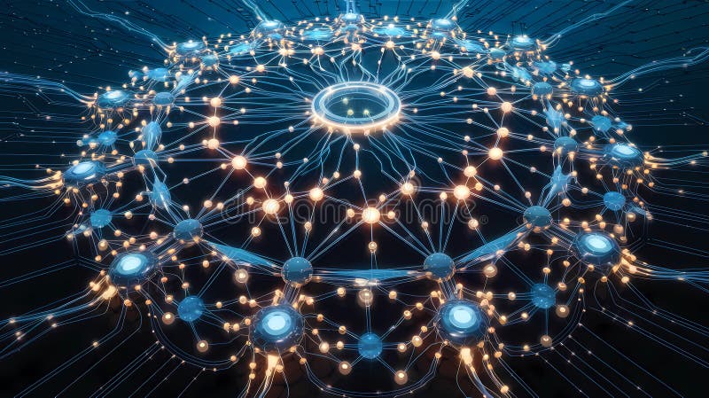 A Visual Representation Of A Complex Network The Interconnected Nodes Symbolize The Flow Of