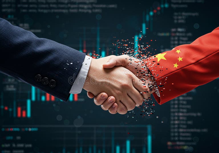 Usa China International Trade War China Trade War Handshake Concept Global Business Deal ...