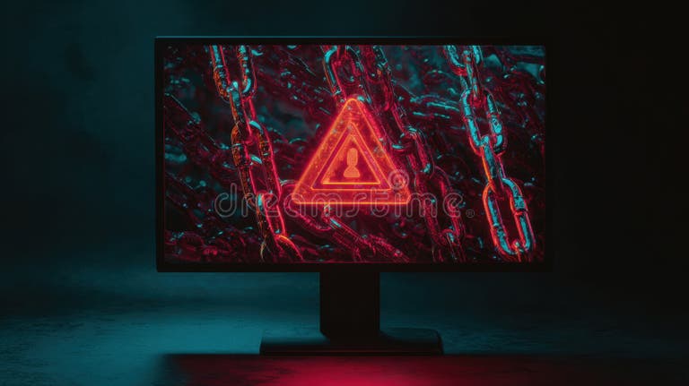 Visual Representation of Computer Security Alert with Warning Triangle ...