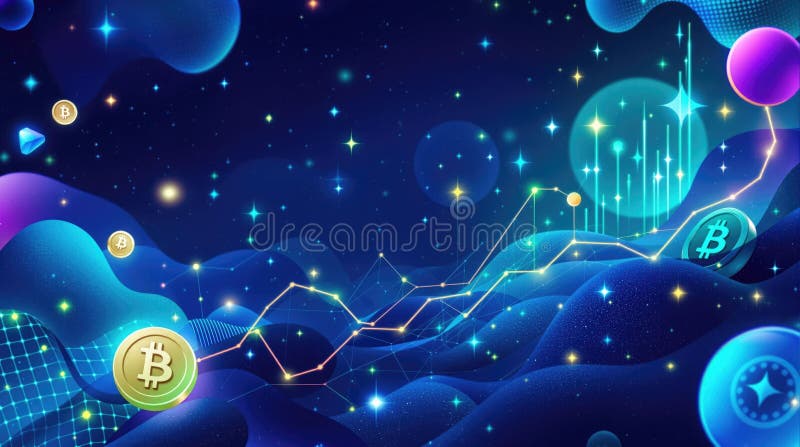 Visual Representation of Cryptocurrency Trends with Vibrant Colors and ...