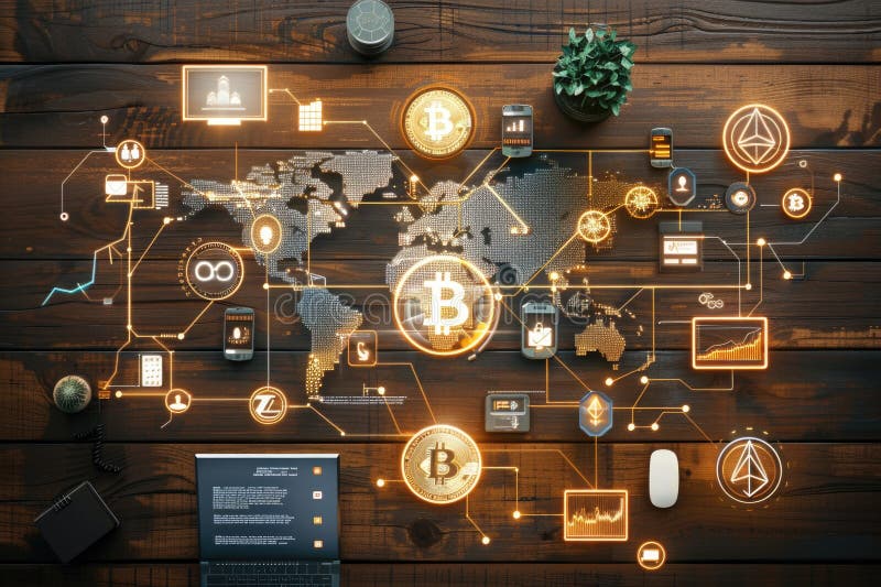 Visual Representation of Cryptocurrency with Wallets, Screens ...