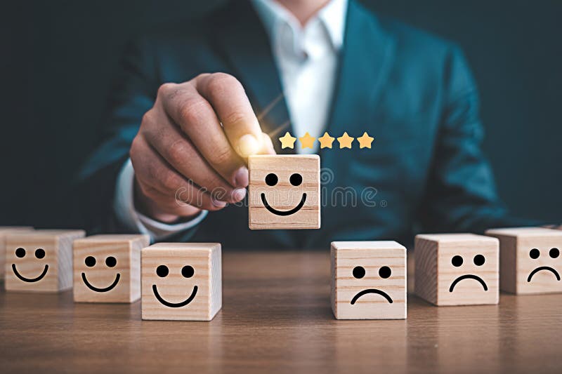 Customer Satisfaction Rating and Feedback Concept with Wooden Blocks ...