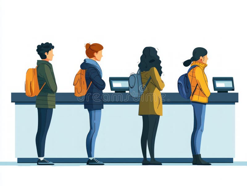 A Visual Representation of Customers Patiently Waiting in Line at a ...
