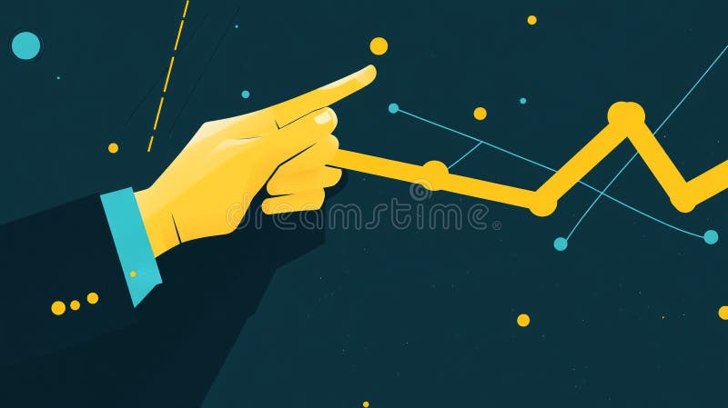 Visual Representation of Data Analysis with a Hand Pointing at Upward ...
