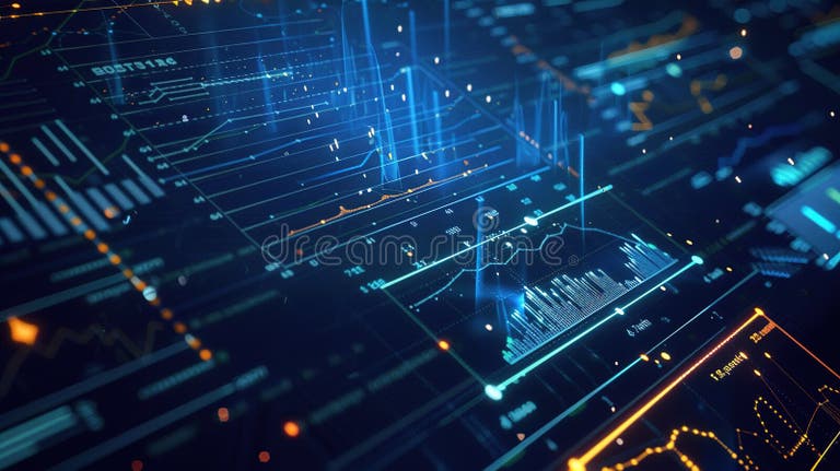 Visual Representation of Data Analytics with Charts and Graphs in Dark ...