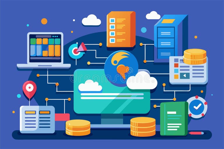 Visual Representation of Data Storage, Showcasing Devices, Graphs, and ...