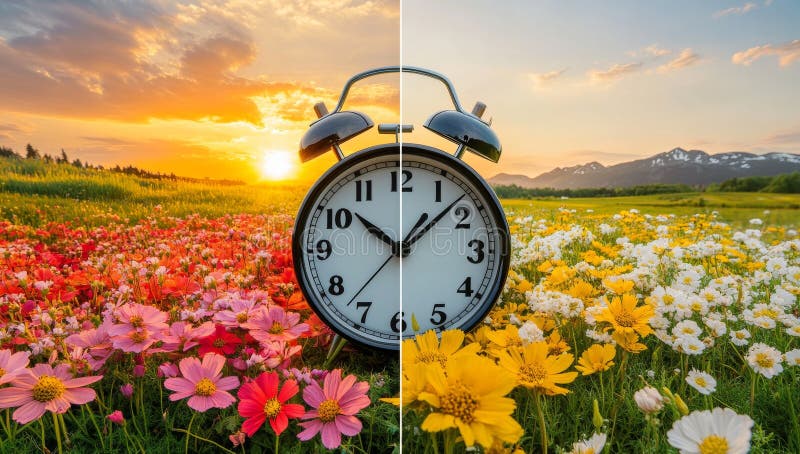 A Visual Representation of Day and Night with an Alarm Clock Placed on ...