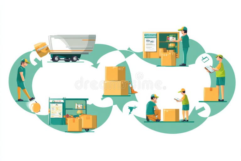 Efficient Delivery Process Infographic Showcasing Packing, Shipping ...