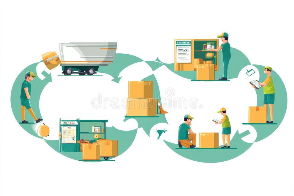 Efficient Delivery Process Infographic Showcasing Packing, Shipping ...
