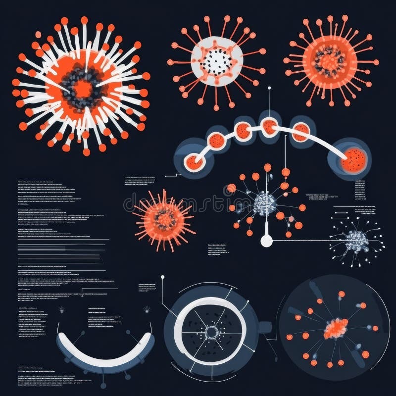 Illustrated Stages of a Virus Lifecycle Showing Penetration ...