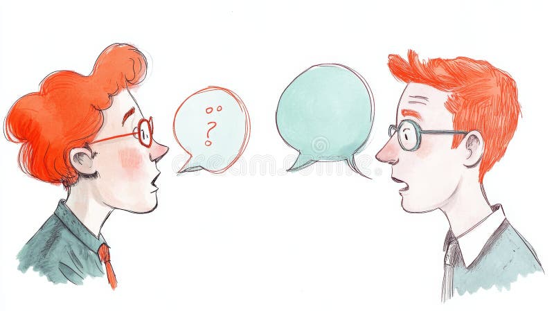 Visual Representation of Dialogue, Two People Communicating through ...