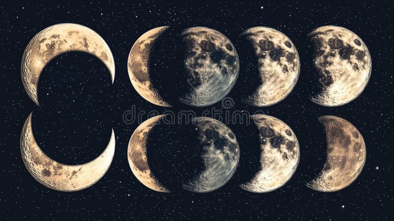 Visual Representation Different Phases Moon Stock Photos - Free ...