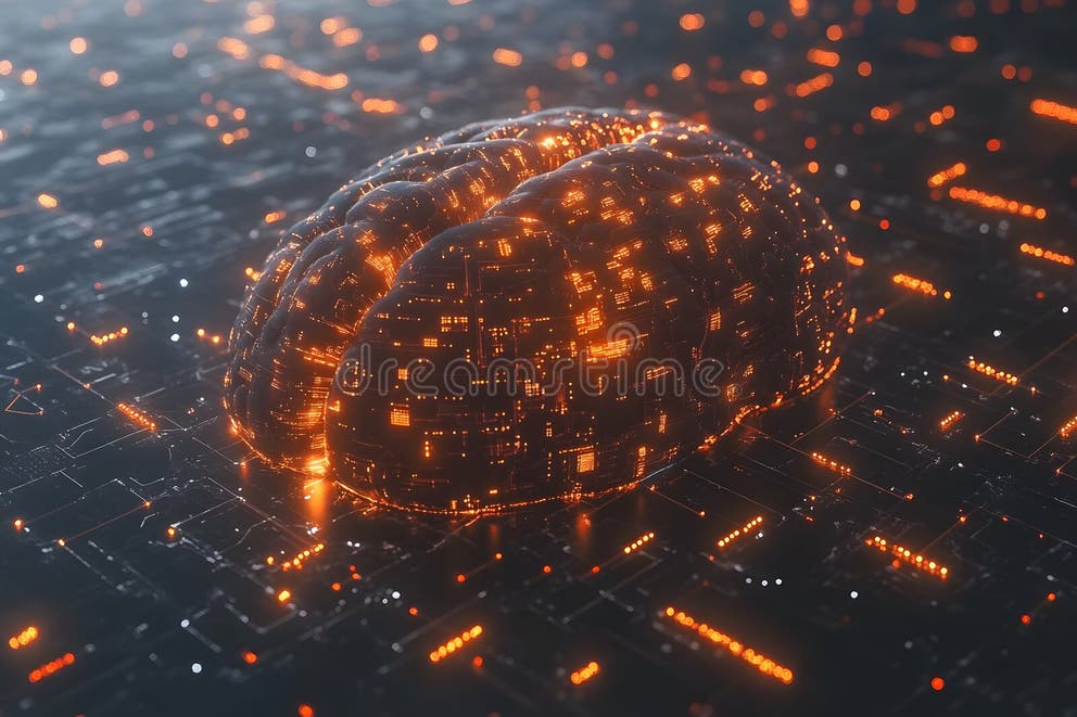 Futuristic Digital Brain Technology in Cybernetic Network Concept Generative AI Stock ...