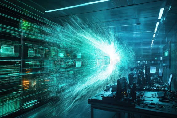 Visual Representation of Digital Data Explosion in a Futuristic ...