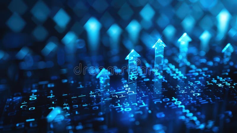 Dynamic Blue Digital Data Representation with Ascending Arrows and ... Dynamic Blue Digital Data Representation with Ascending Arrows and ...
