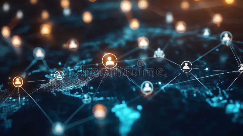 Visual Representation of a Digital Network Connecting Users Across a ...