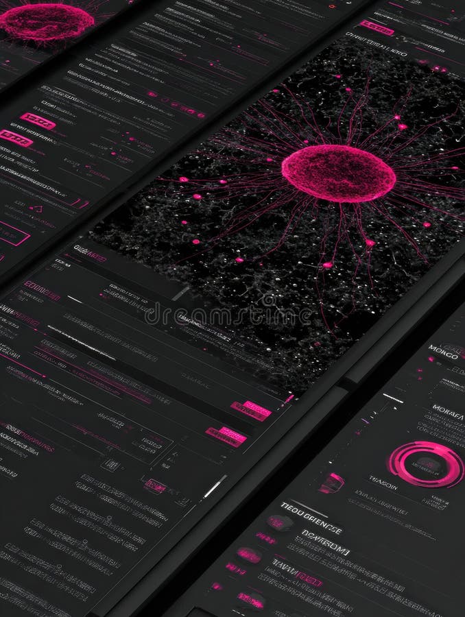 Visual Representation of Digital Network Data Analysis with Vibrant Pink and Black Theme ...