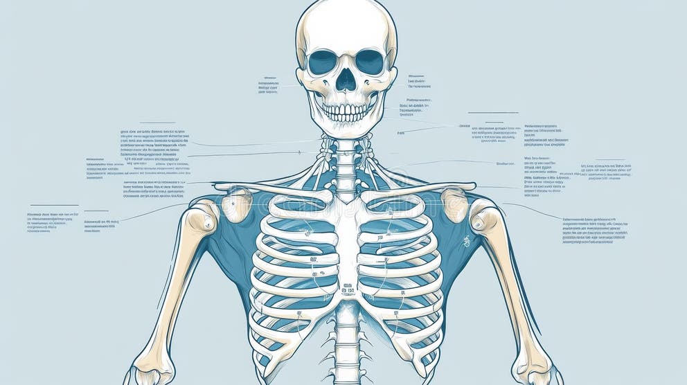 Detailed Human Skeleton Illustration Showing Structure and Anatomy with ...
