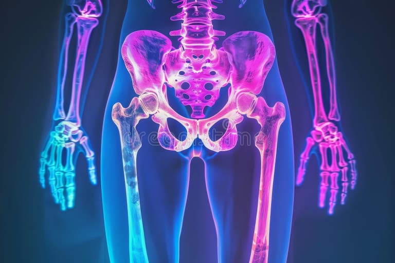 This Visual Representation Displays a Human Skeleton in Bright Colors ...